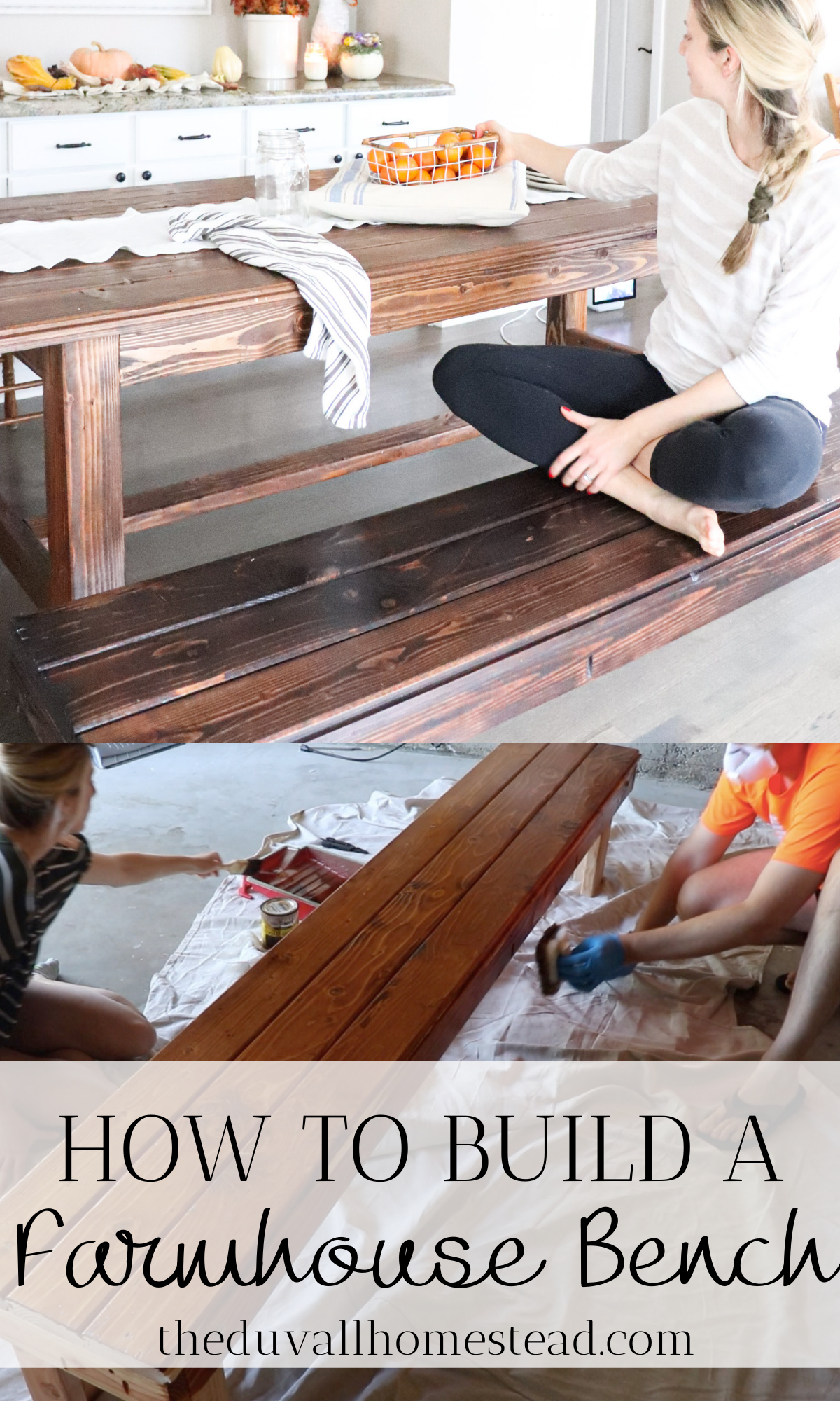 DIY Dining Bench with Free Plans - The Duvall Homestead