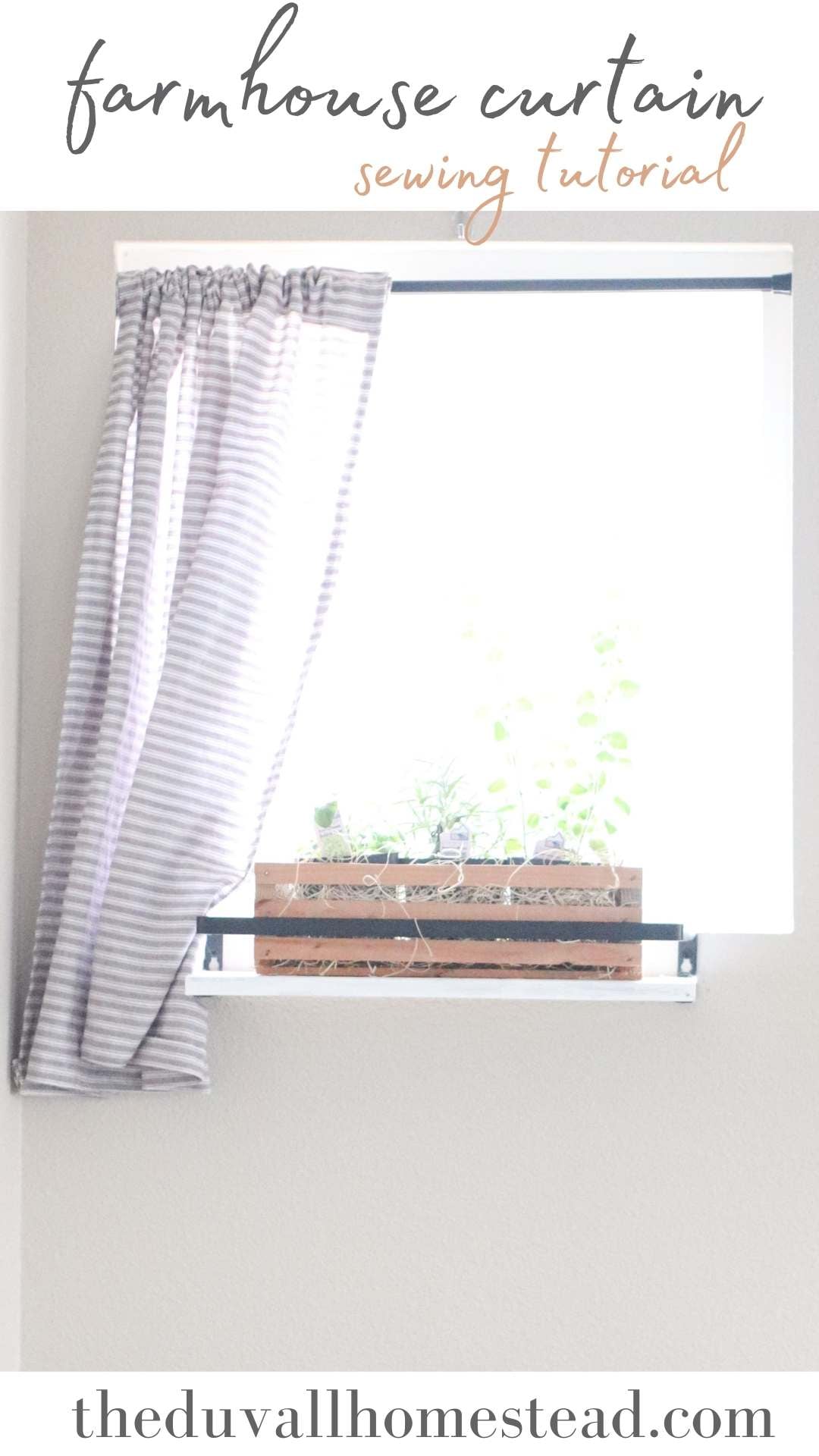 How to Sew Farmhouse Rod Pocket Curtains - The Duvall Homestead