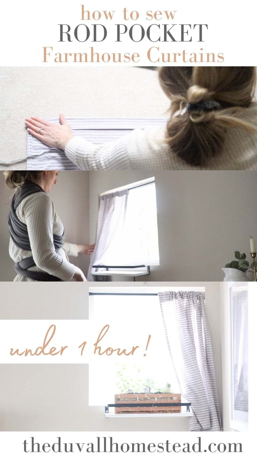 How to Sew Farmhouse Rod Pocket Curtains - The Duvall Homestead