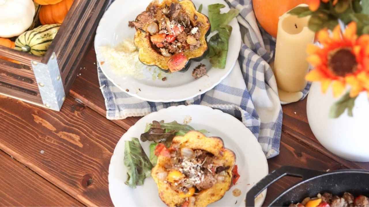 Savory Bison Stuffed Acorn Squash - The Duvall Homestead