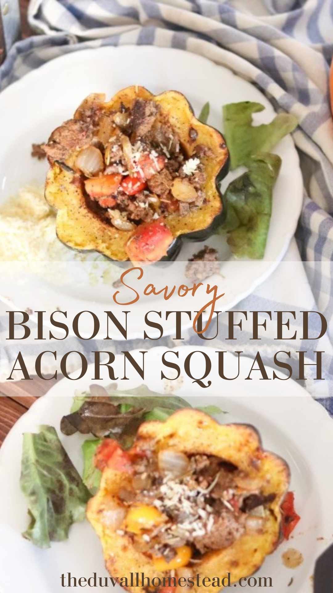 Savory Bison Stuffed Acorn Squash - The Duvall Homestead