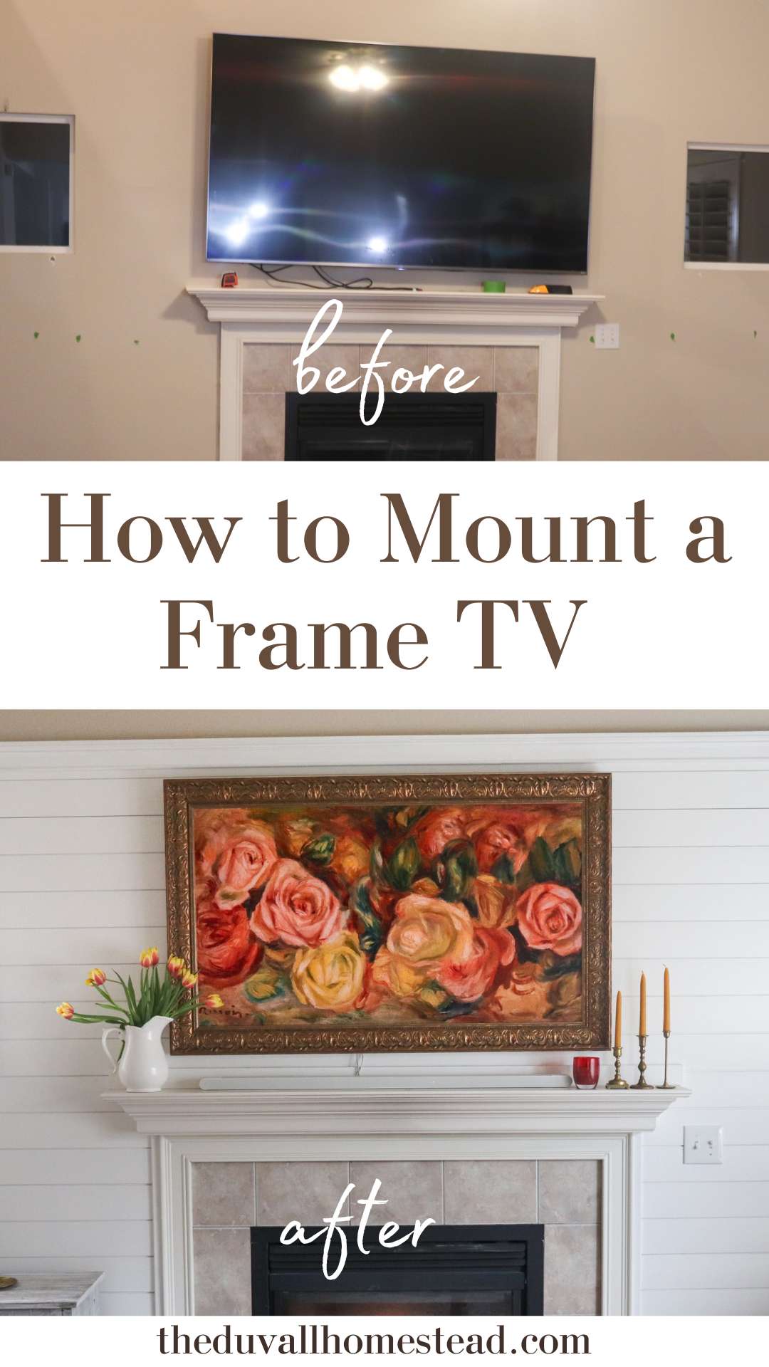 How to Mount the Samsung Frame TV above Fireplace - The Duvall Homestead
